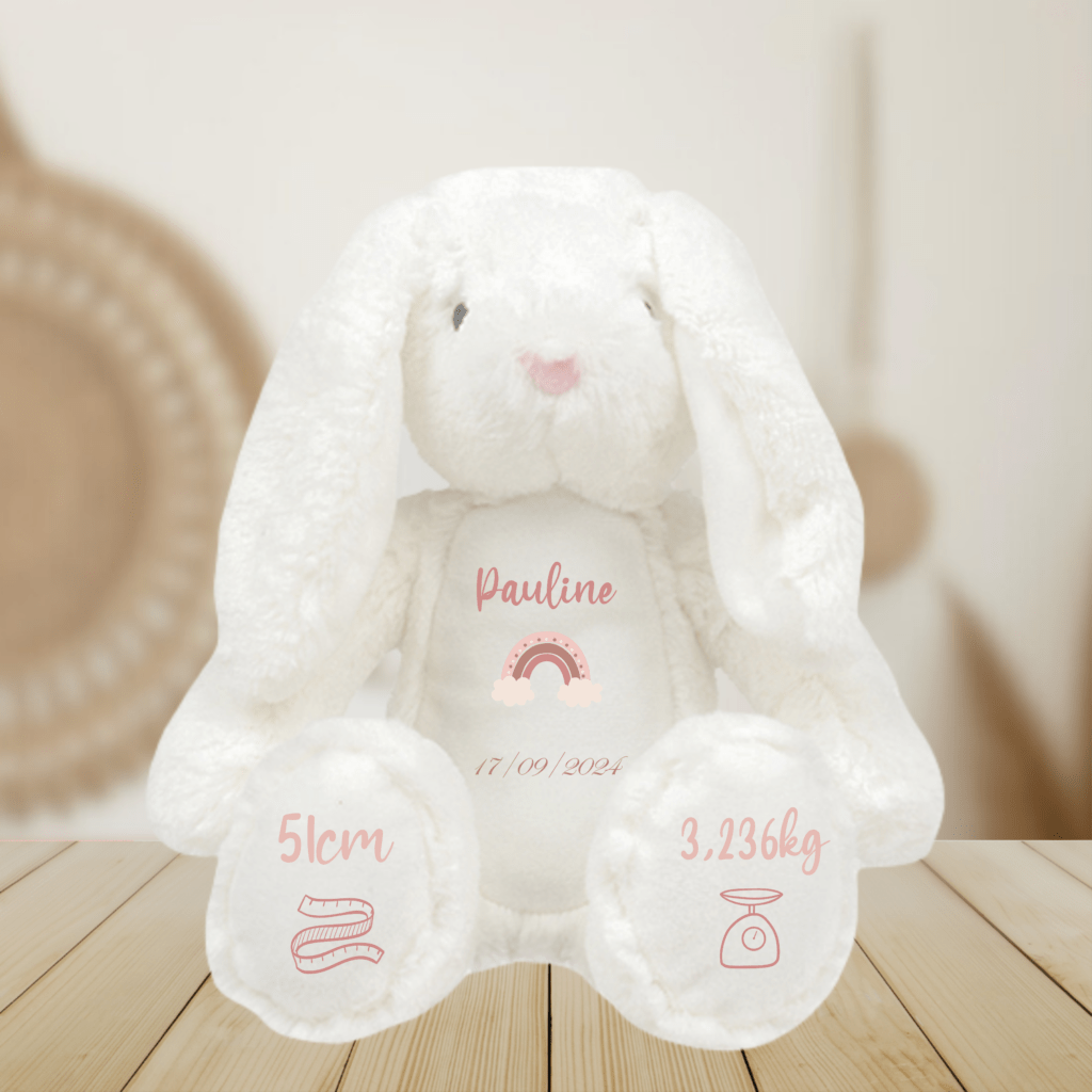 Peluche de Naissance Personnalisée Lapin- La Fabrique Enchantée
